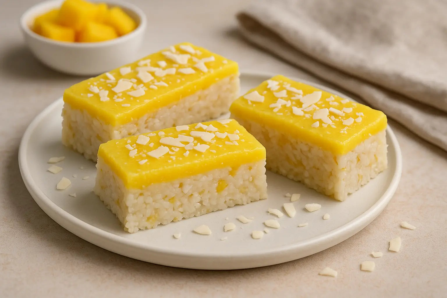 Kokos-Mango Sticky Rice Protein Bars – exotischer Power-Snack